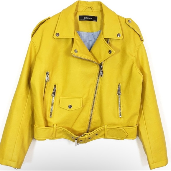 Zara | Jackets & Coats | Zara Yellow Biker Jacket | Poshmark